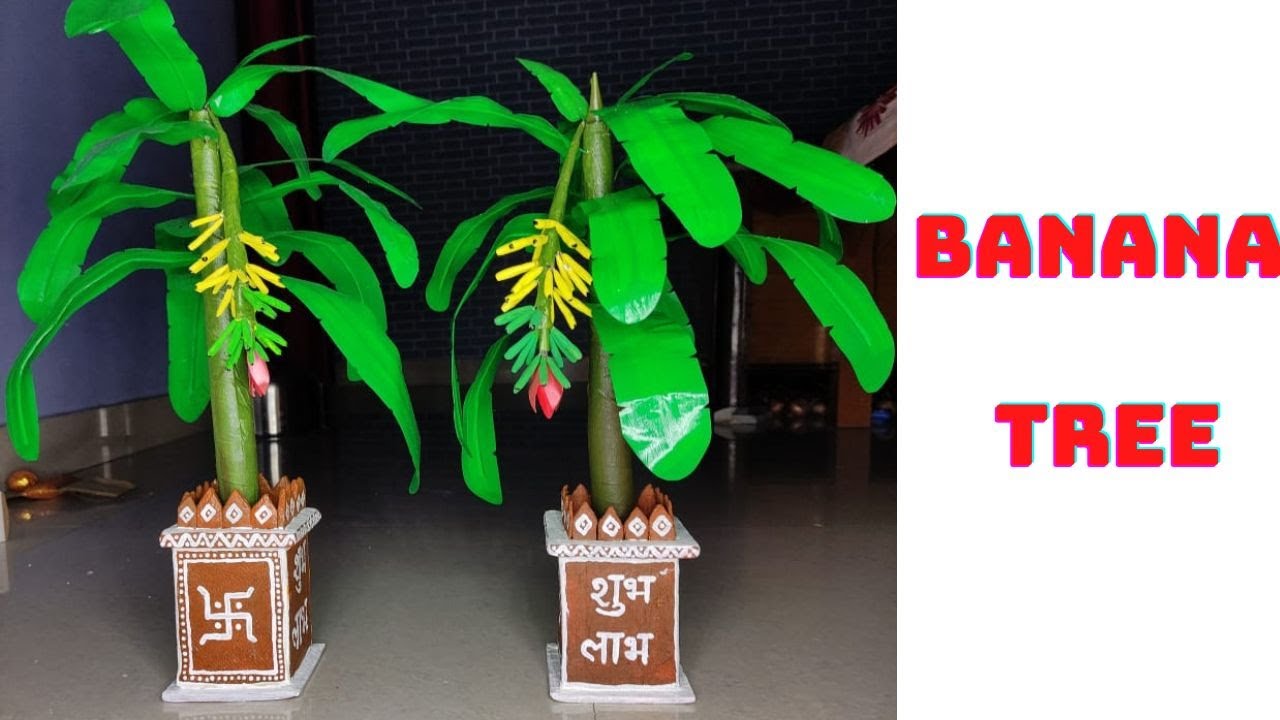 How to make banana tree for pooja decoration | home decorating ideas ...