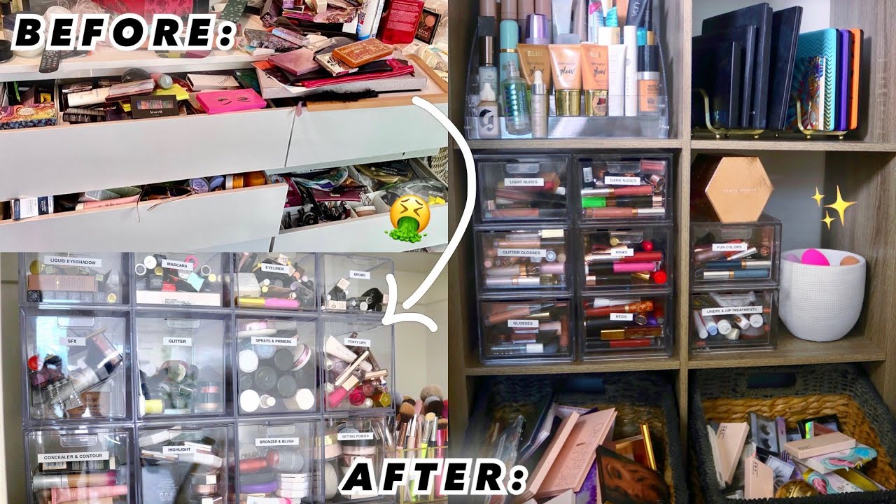 HUGE HOT MESS MAKEUP DECLUTTER/ORGANIZATION! | PART 2 (FINAL RESULTS ...