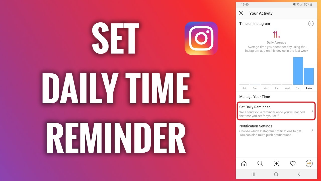 How To Set A Daily Time Reminder On Instagram - YouTube