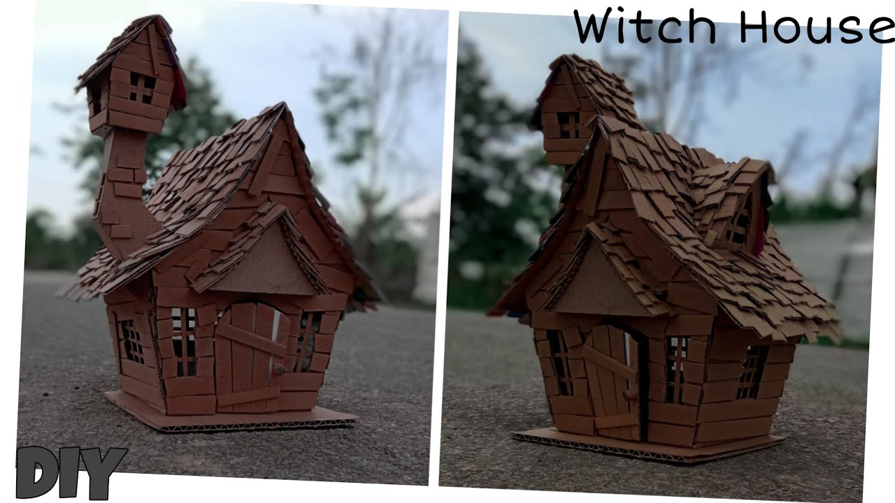 DIY Witch House From Cardboard || Making a cardboard haunted house ...