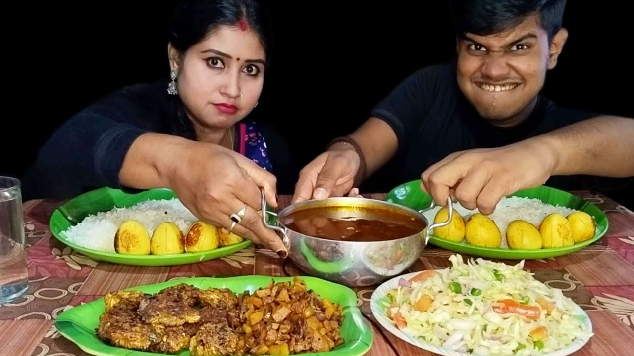 Spicy Egg Curry With Basmati Rice Extremely Big Bites | Indian Mukbang ...
