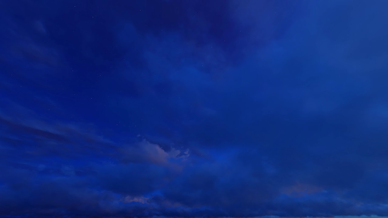 ( CGI 4k Stock Footage ) Dark blue night clouds on stary sky time lapse ...