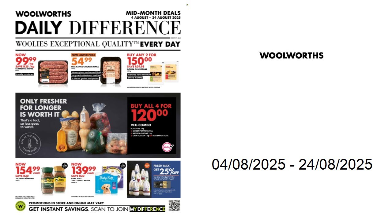 Woolworths specials - Daily Difference - 04/08/2025 - 24/08/2025 - YouTube
