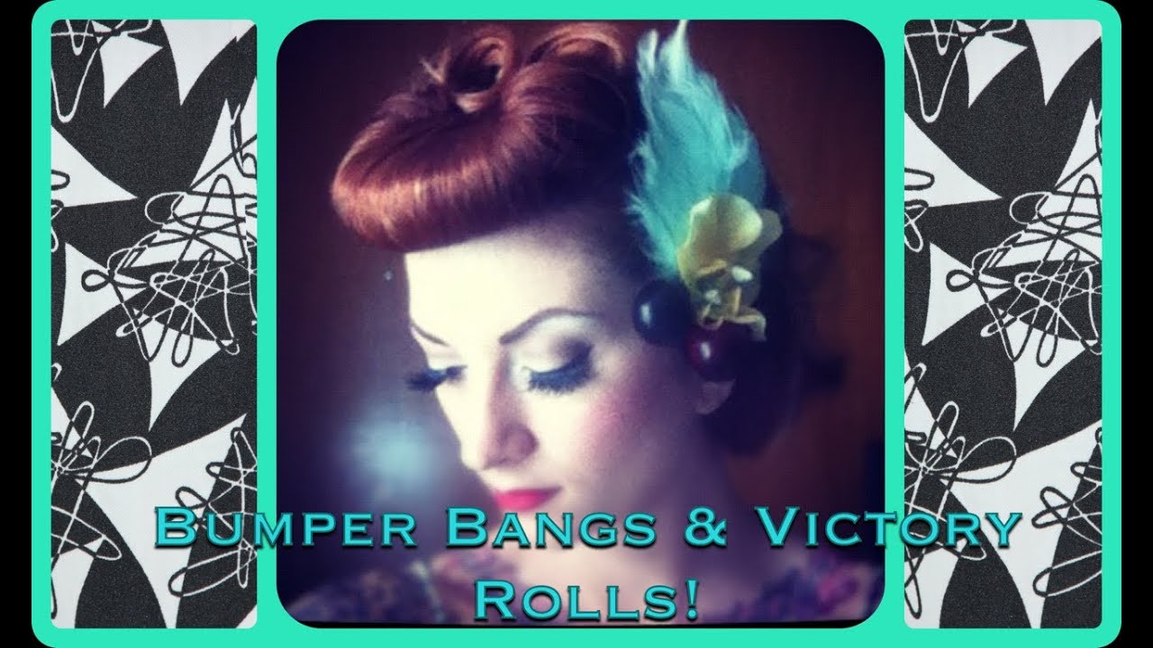 Bumper Bang with Victory Rolls Vintage Hair Updo Tutorial by CHERRY DOLLFACE - YouTube