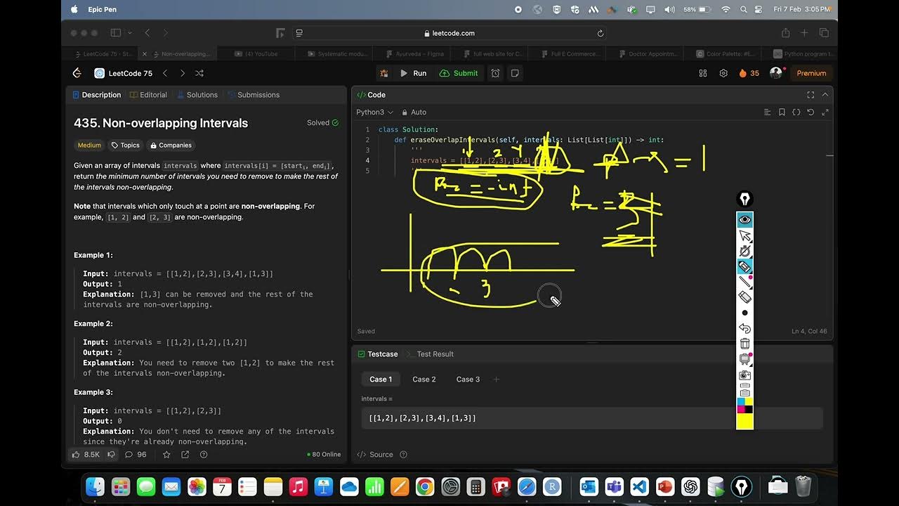 LEETCODE 75 | Intervals | 435. Non-Overlapping Intervals | Python - YouTube