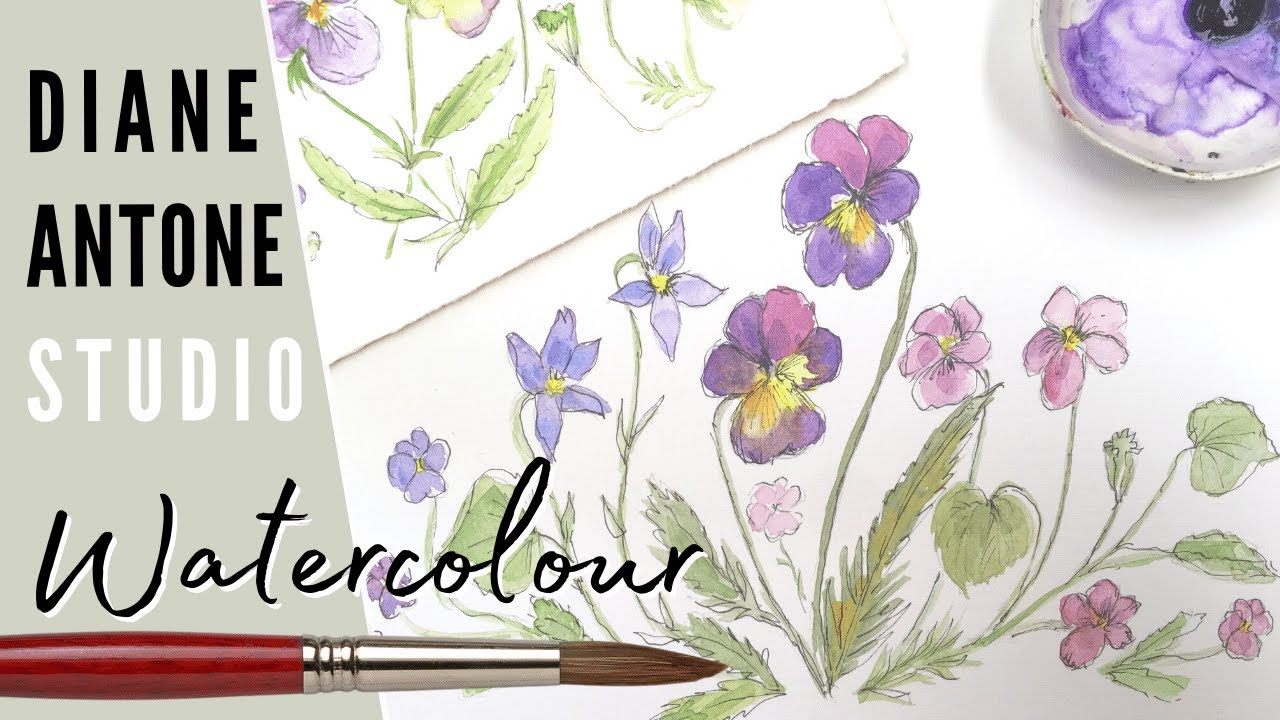 WILD PANSIES AND VIOLETS Watercolor Art Tutorial - Easy Step by Step ...