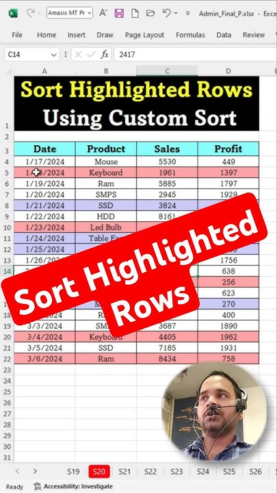 Sort Highlighted Rows Using Custom Sort | Custom Sort in Excel | Sort Highlight Row in Excel # ...