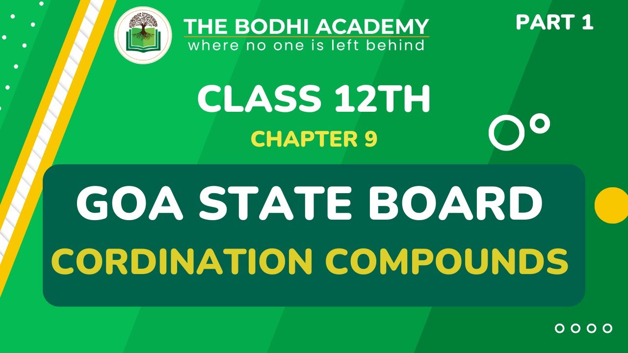 GOA STATE BOARD|STD 12|CHEMISTRY|CHAPTER 9|COORDINATION COMPOUNDS|PART ...