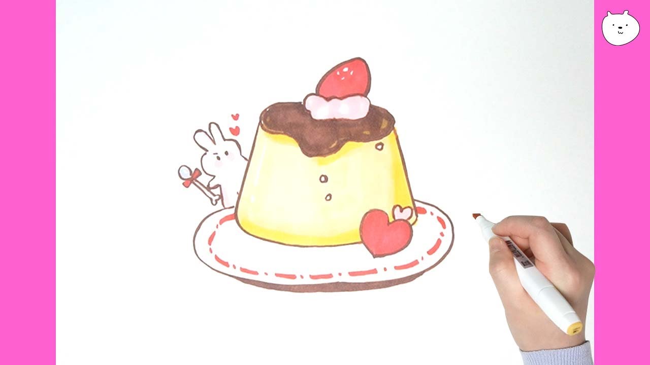 How to draw sweet strawberry pudding / Dessert drawing #drawing #art # ...