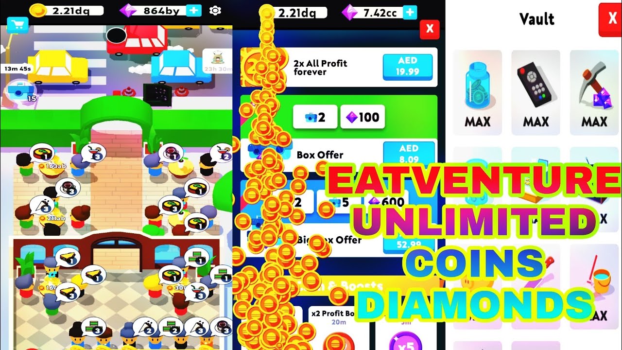 eatventure new game play how to make big restaurant unlimited coins and ...