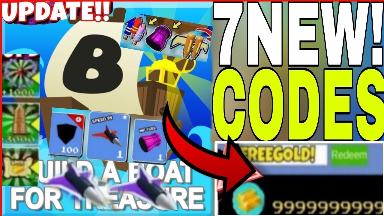 Limited NEW😯UPDATE ALL SECRET WORKING CODES BUILD A BOAT FOR TREASURE ...