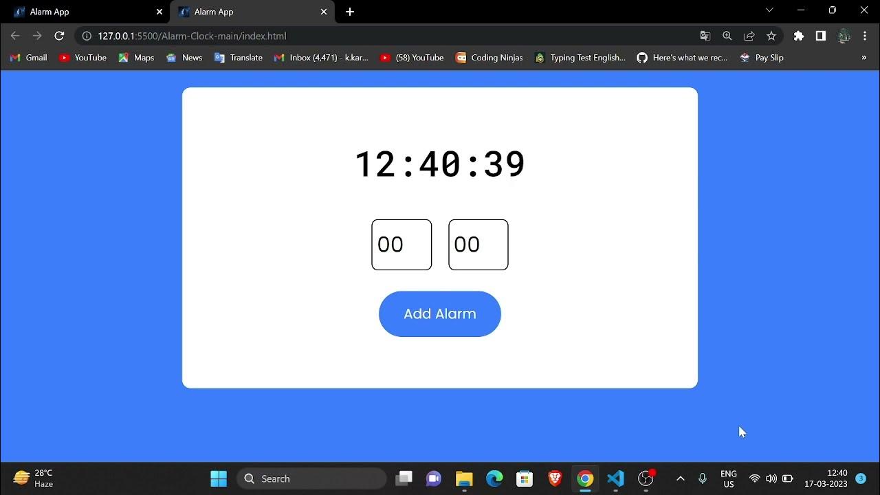 Build A simple Alarm Clock in Vannila Javascript - YouTube