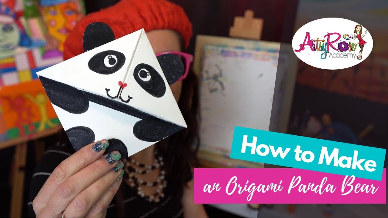 How to Make a Super Cute PANDA ORIGAMI Bookmark with Artsy Rose - YouTube