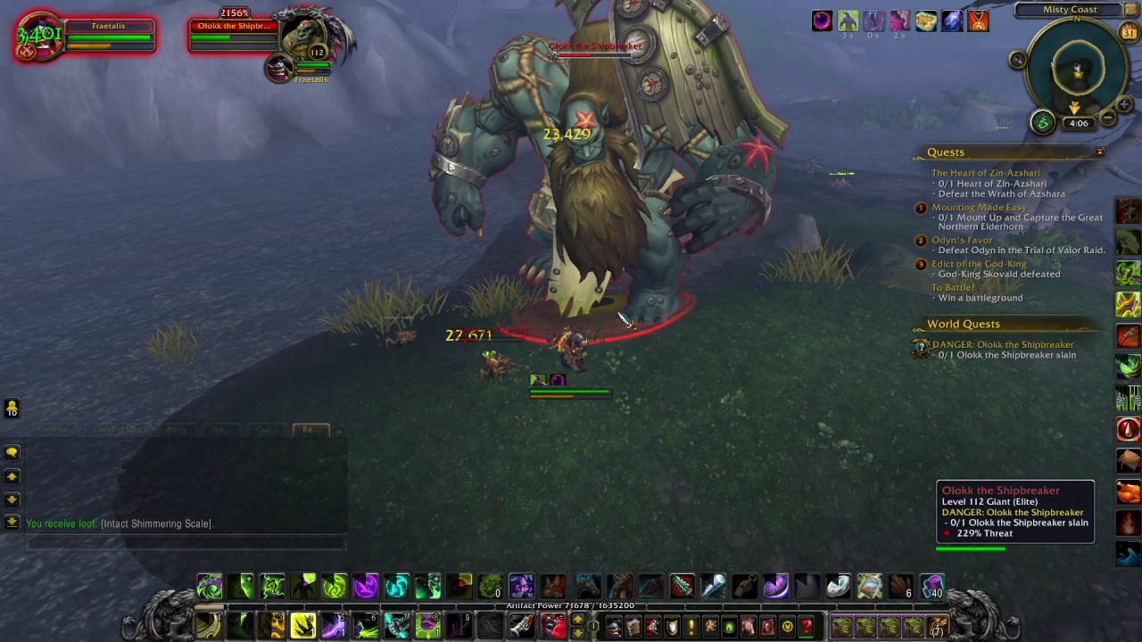 World of Warcraft DANGER: Olokk the Shipbreaker Highmountain Legion ...