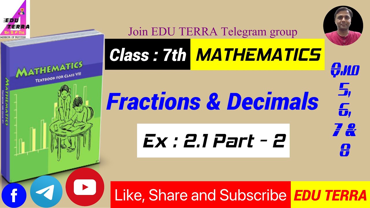 CLASS 7TH/MATHEMATICS/EX 2.1/PART 2 - YouTube
