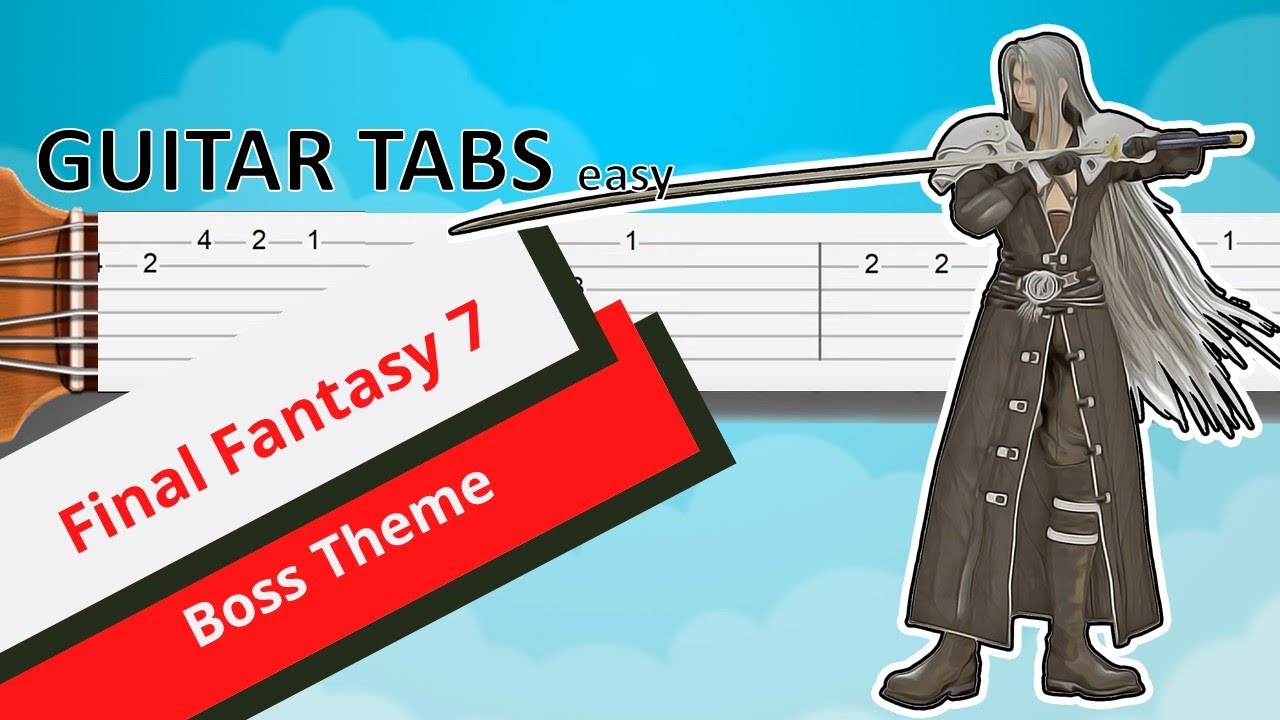 Final Fantasy 7 - Boss (Easy Guitar Tabs Tutorial Book) - YouTube