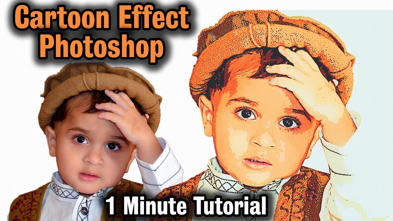 CARTOON EFFECT in Photoshop - ( 1 Minute ) Photoshop Action - YouTube