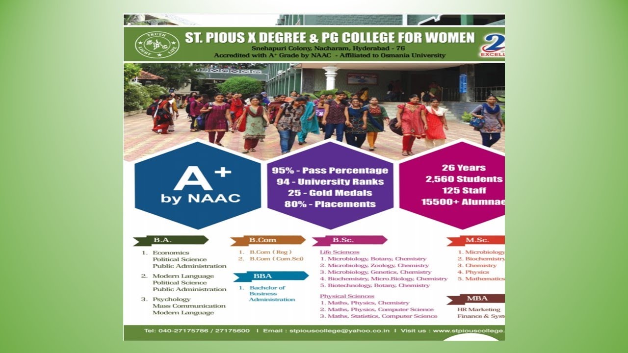 St. Pious X Degree & PG College for Women - YouTube