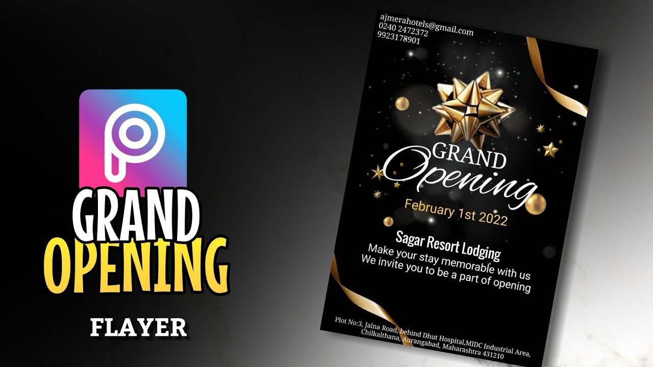 Making a grand opening digital poster using pics art - YouTube