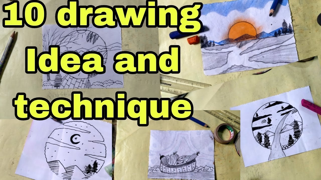 10 drawing Idea and technique.Drawing Tutorial video @MdArifulislamBabu ...