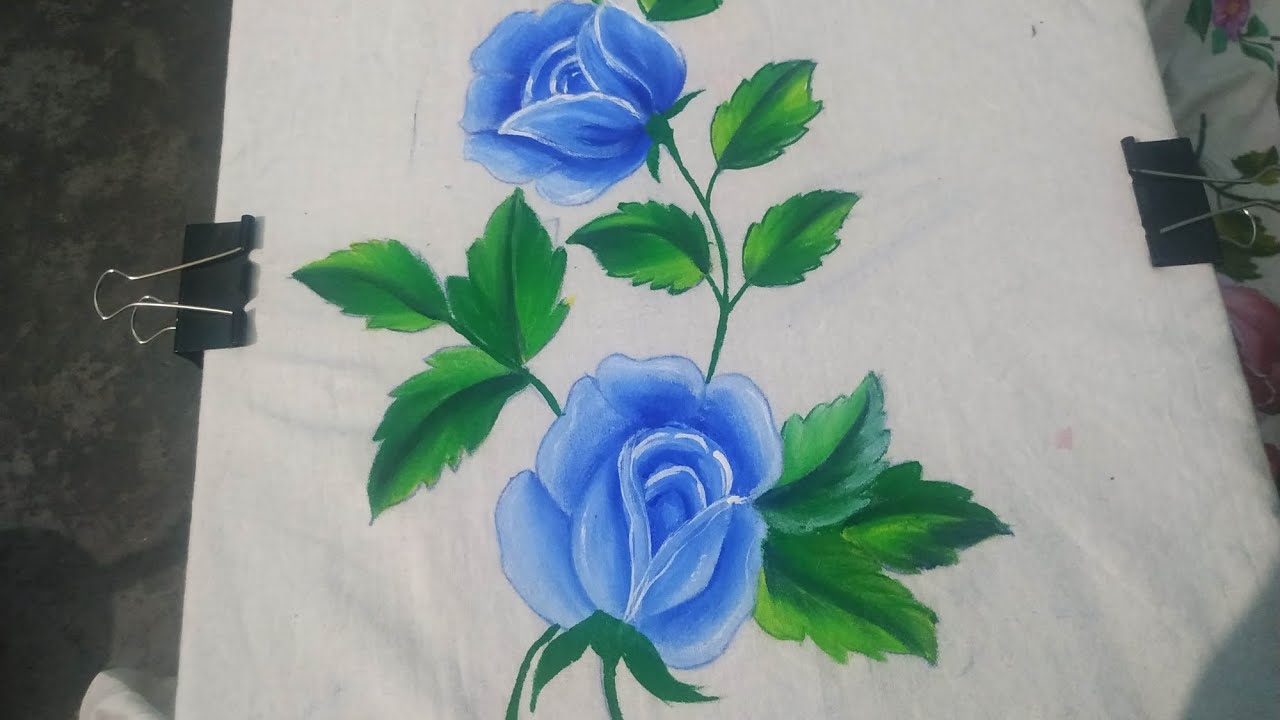 Fabric painting on clothe||floral design ||fabric paint ||flower ...