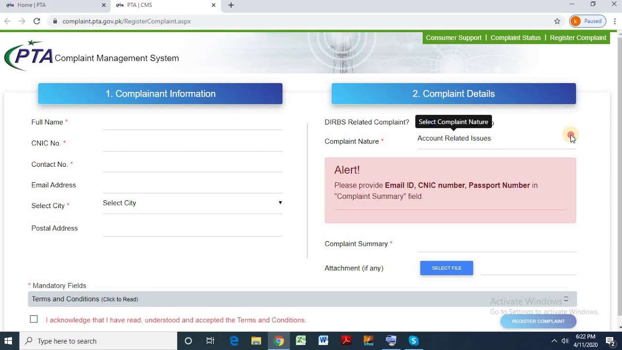 #Pta #mobileregistration #complaint PTA online mobile registration ...