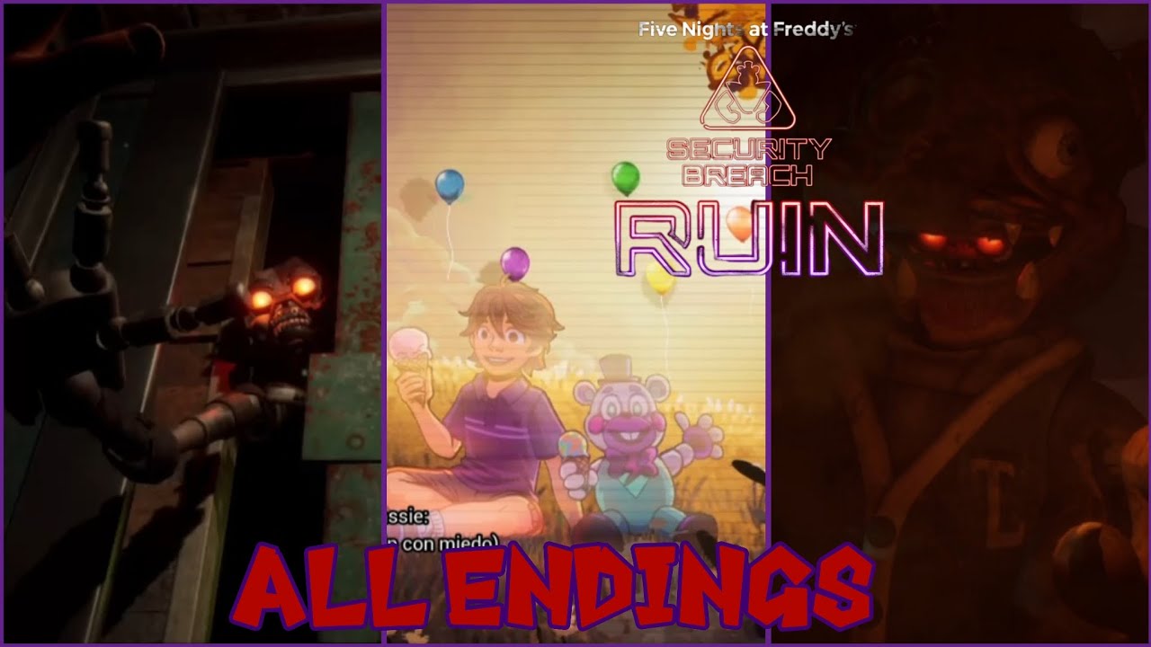 All Endings FNaF Security Breach Ruin - YouTube