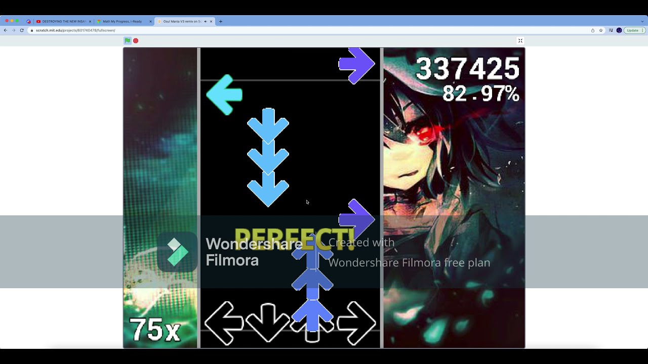 osu mania on scratch - YouTube