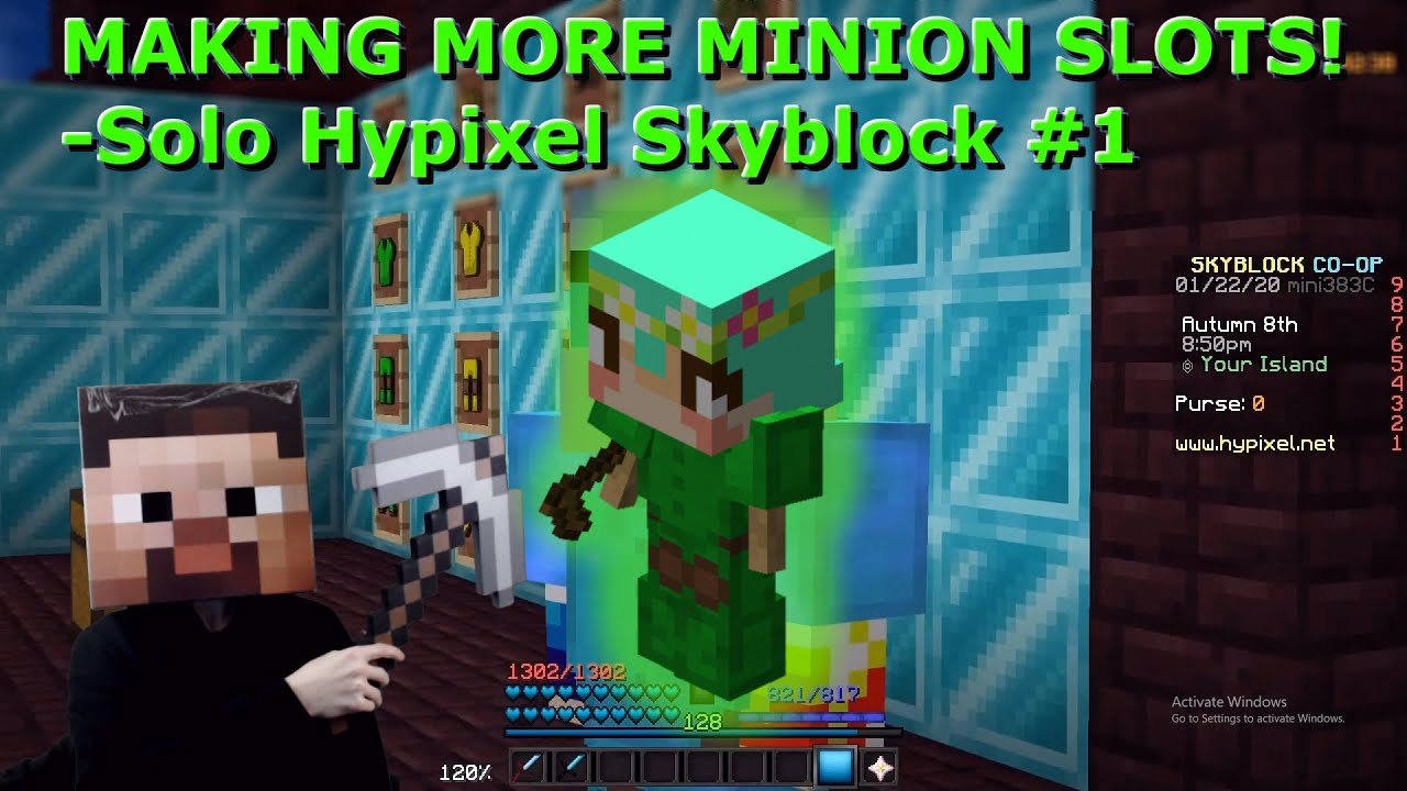 UNLOCK MORE MINION SLOTS! [1] - Solo Hypixel Skyblock - YouTube