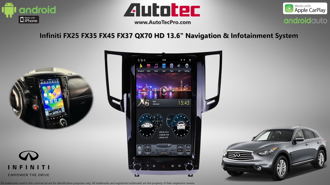 Infiniti FX25 FX35 FX45 FX37 QX70 13.6" HD Navigation & Infotainment ...
