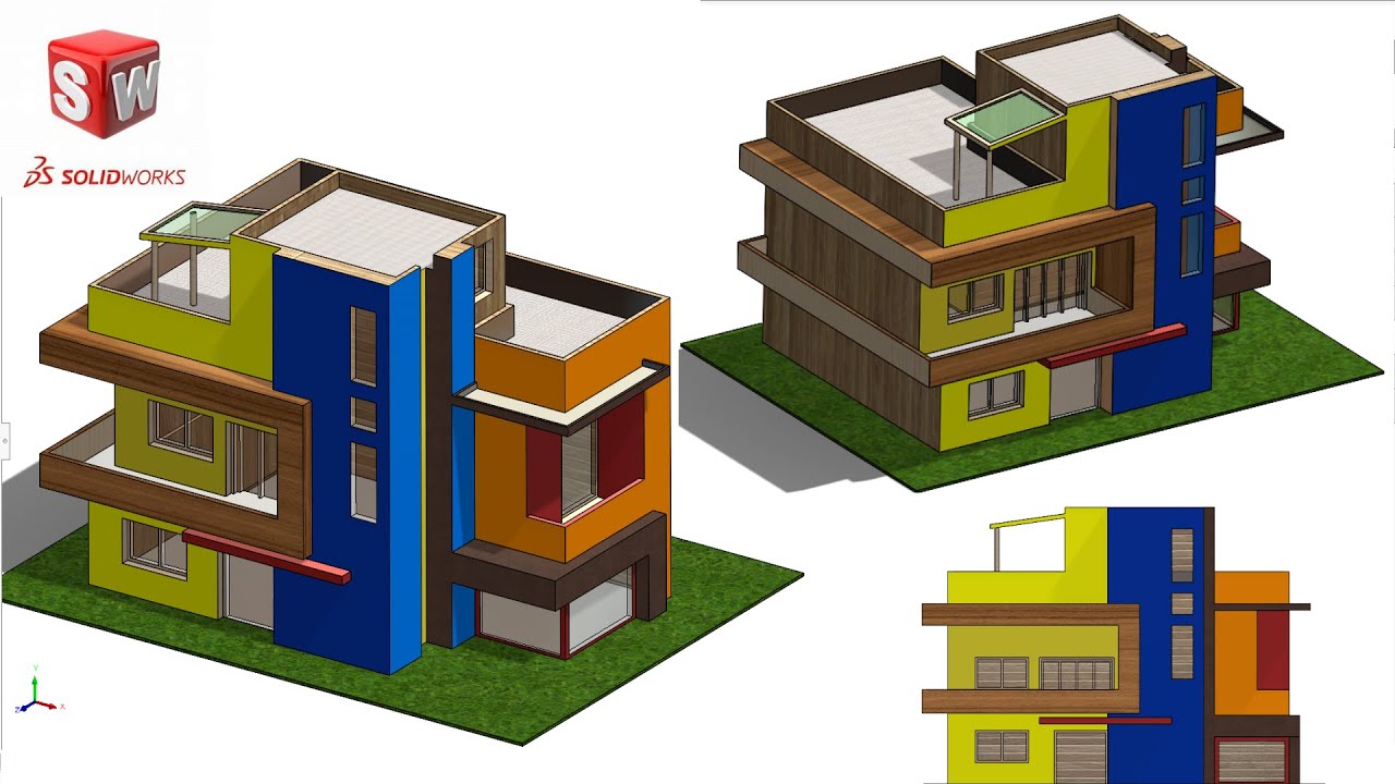Model of Modern Villa in Solidworks | Solidworks Tutorial - YouTube