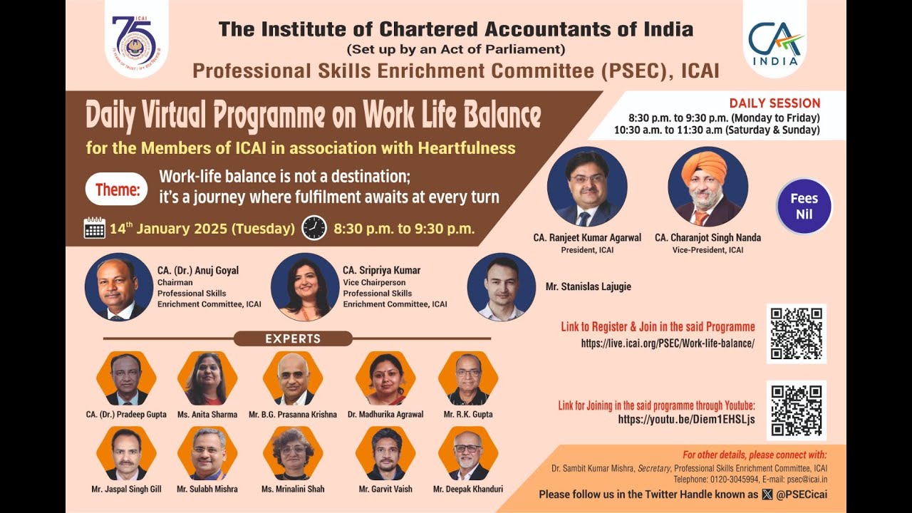 Daily Virtual Programme on Work Life Balance - YouTube