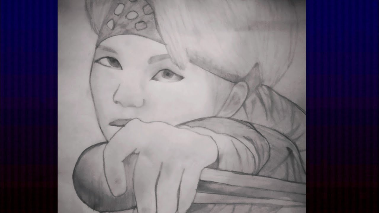 How To Draw BTS 'Suga'||Min Yoongi Drawing||Easy Pencil Drawing|| - YouTube