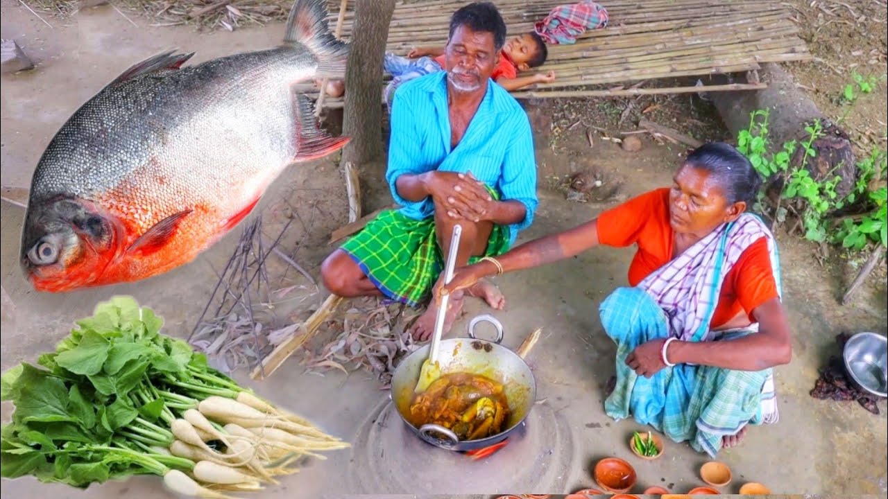 rupchanda fish & mooli shak recipe prepared by santali tribe grandma ...