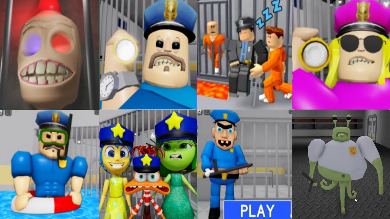 8 Cop's SPEED RUNS in #roblox Scary Obby Games from Barry, Alien Base ...