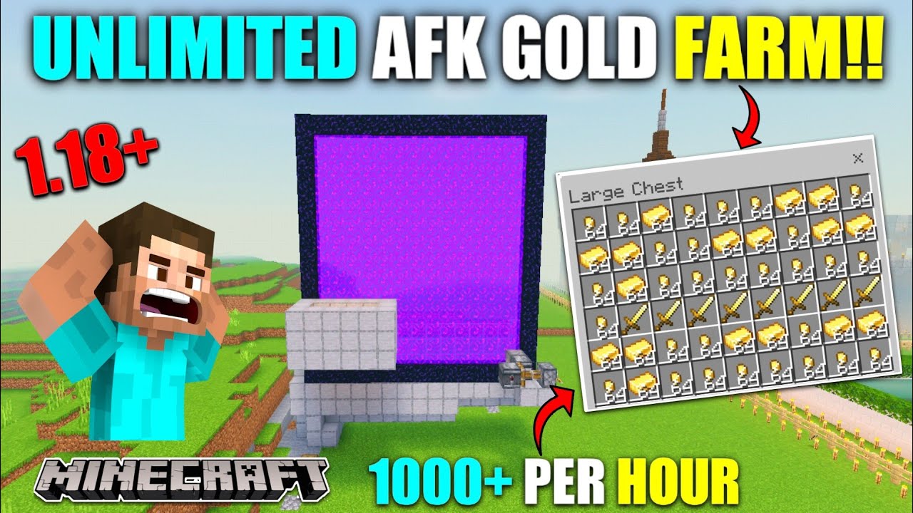 How To Made Unlimited Gold Farm In Minecraft PE 1.18.30 | Gold Farm In ...