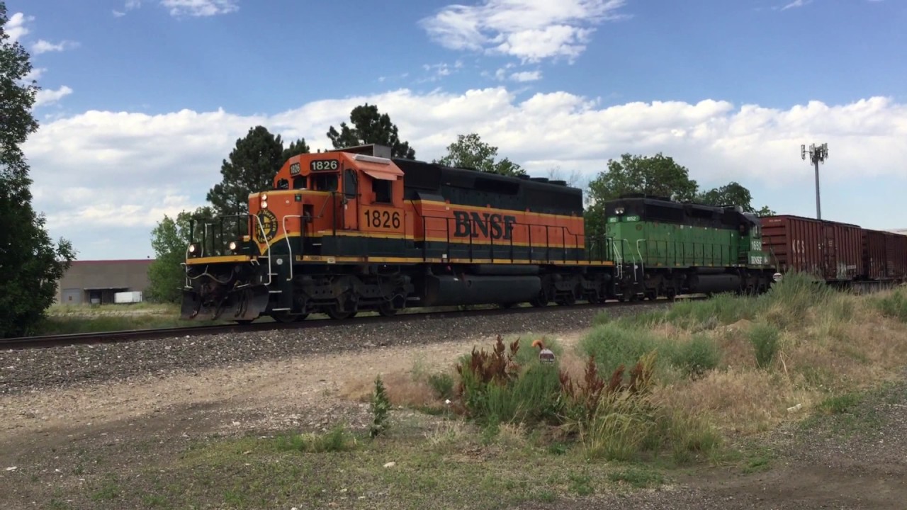 BNSF 1826 and 1652 lead a seven car local west through Golden, CO w/ ATSF caboose 06/21/17 - YouTube