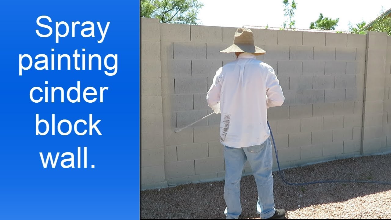 Preparation and spray painting a cinder block wall. - YouTube