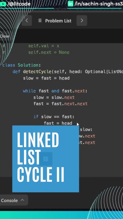 142 Linked List Cycle Ii Python Leetcode Leetcodedailychallenge