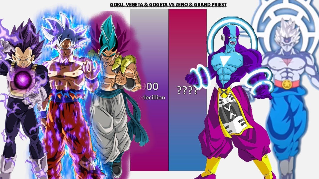 Goku & Gogeta & Vegeta VS Zeno & Grand Priest POWER LEVELS - DB/DBZ ...
