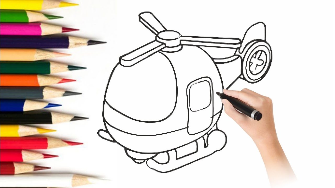 How to Draw a Medical Helicopter Easy | Step by Step Drawing for Kids ...