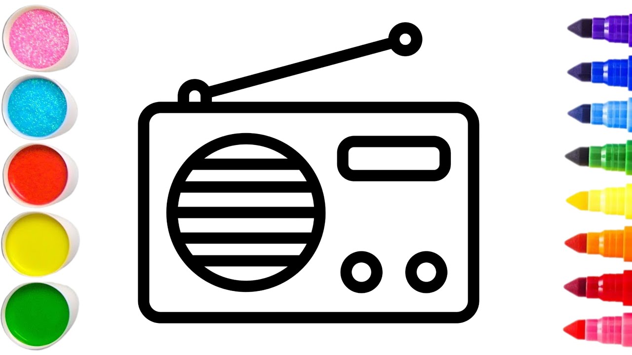 Draw and Colour FM Radio Drawing 📻 | Easy Drawing, Coloring Painting ...