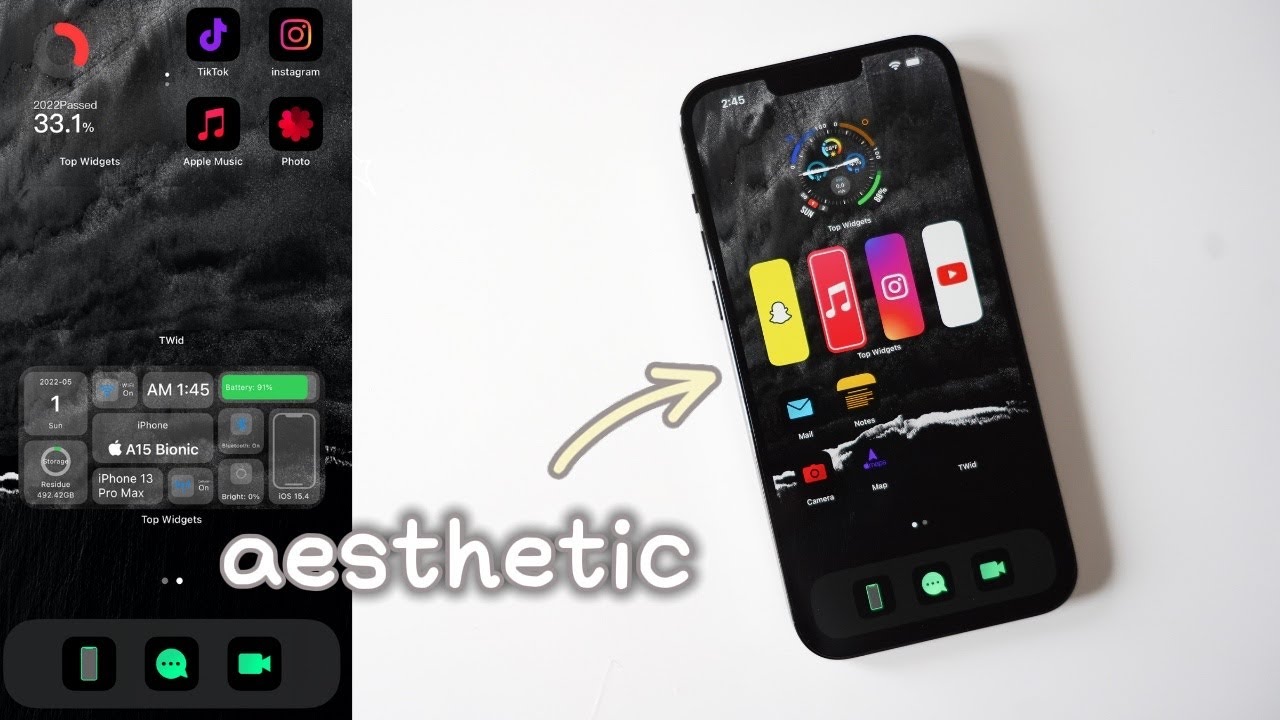 Customize Your iPhone • (Dark Aesthetic) 🖤 IOS15 • Best Widgets - YouTube