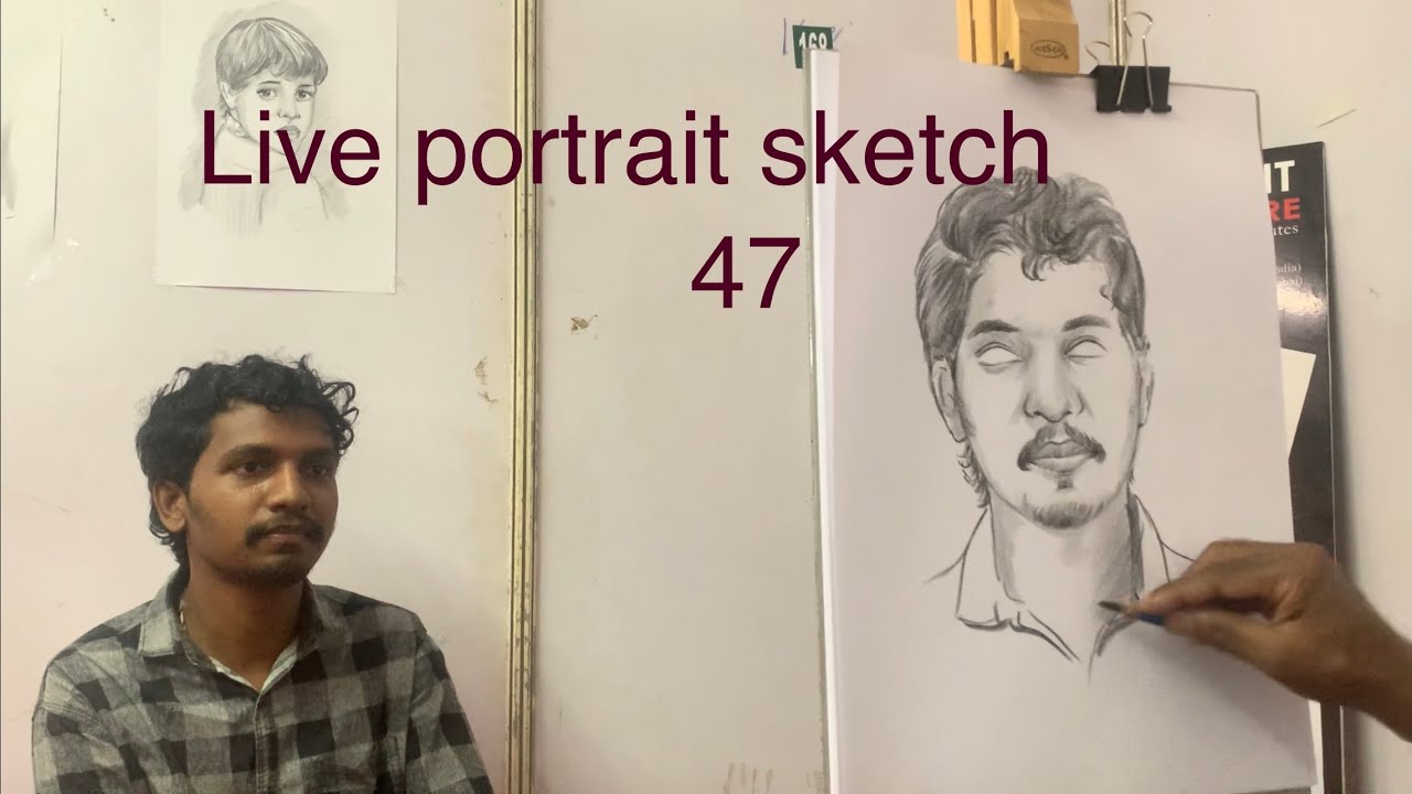 Street artist live portrait drawing 47 - YouTube
