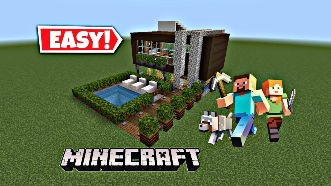 Minecraft:learning how to build modern dark oak house: tutorial - YouTube