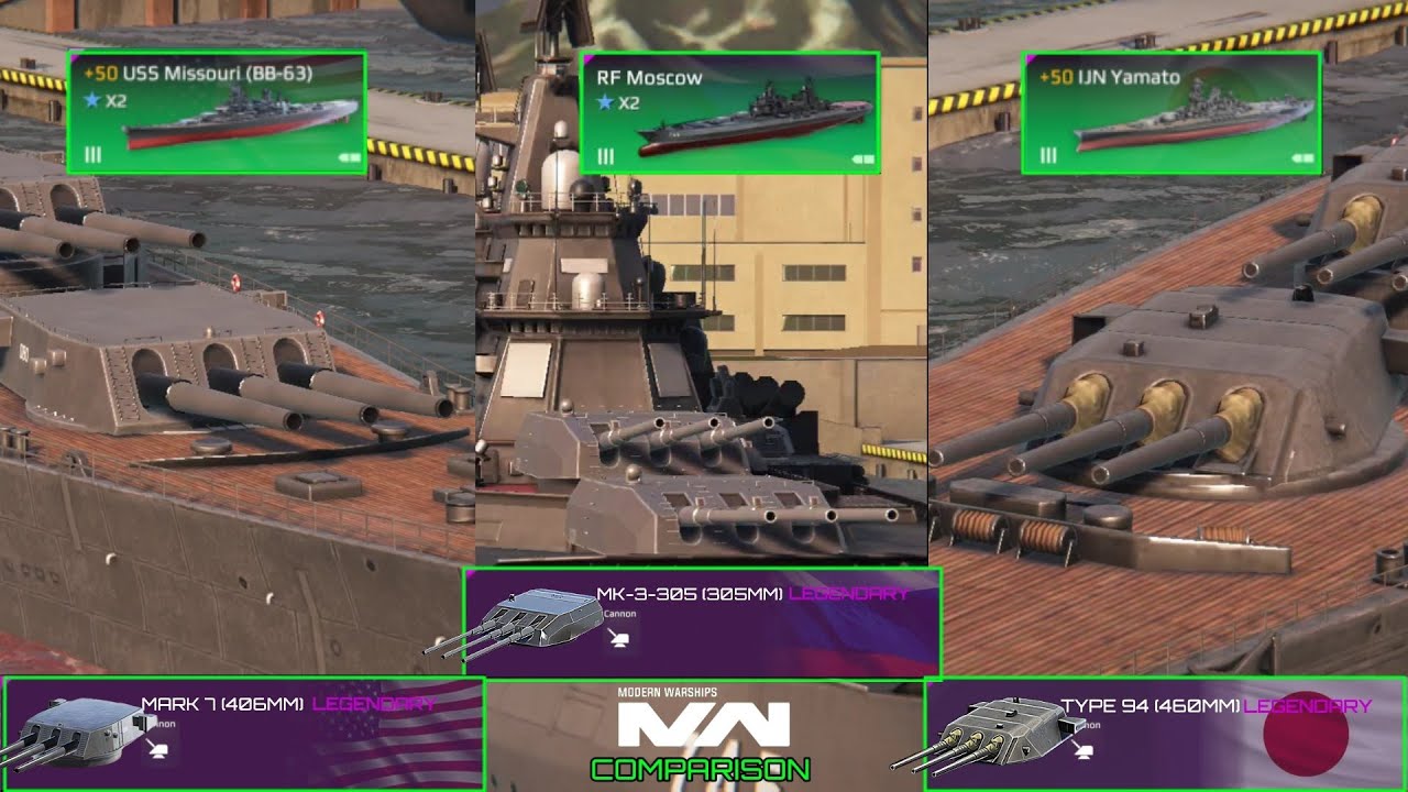 All Battleship Main Cannon Comparison | Modern Warships - YouTube