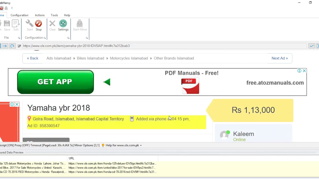 How to capture images and telephone numbers from OLX.com.pk listings ...