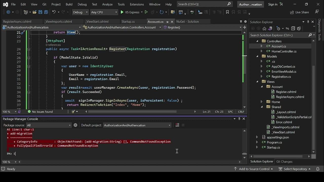 Add-Migration : The term 'add-migration' is not recognized as the name of a cmdlet, functi ...