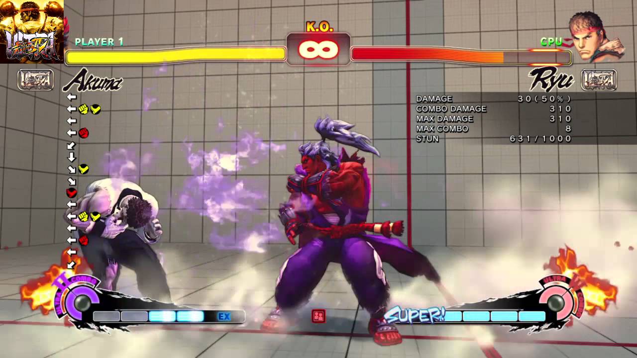 Usf4 akuma combo , op with 3 hK's - YouTube