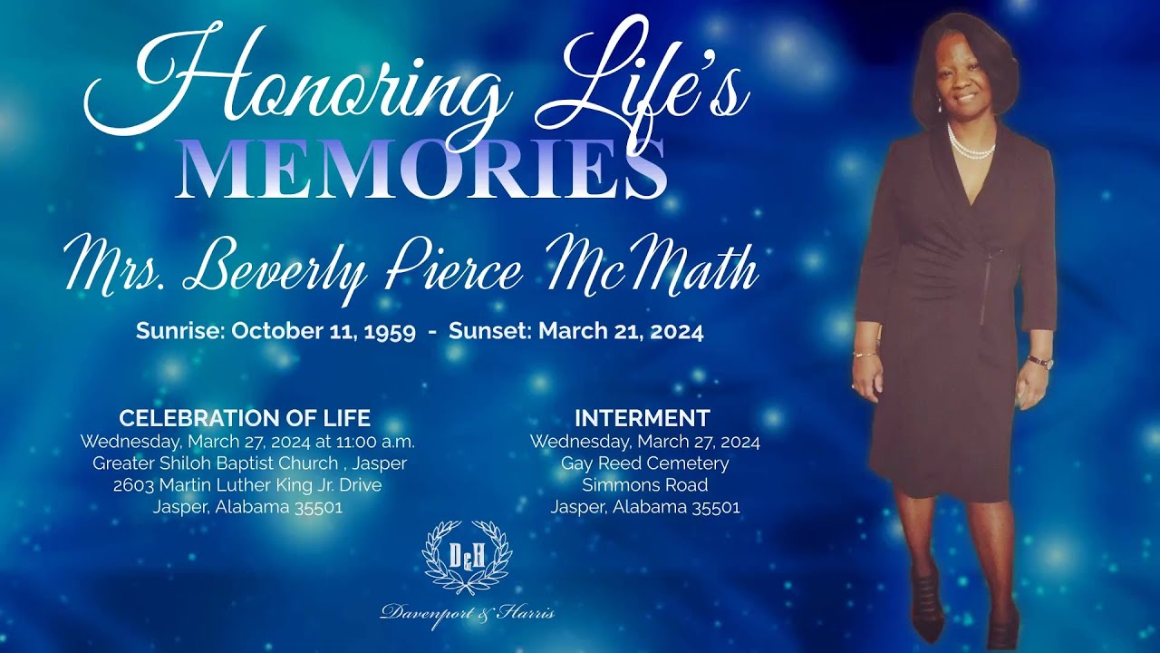 Celebration of Life for Mrs. Beverly Pierce McMath - YouTube